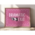 Dramatic Exit Poster Funny Pink Girly Wall Art, Retro Hand Illustration ...