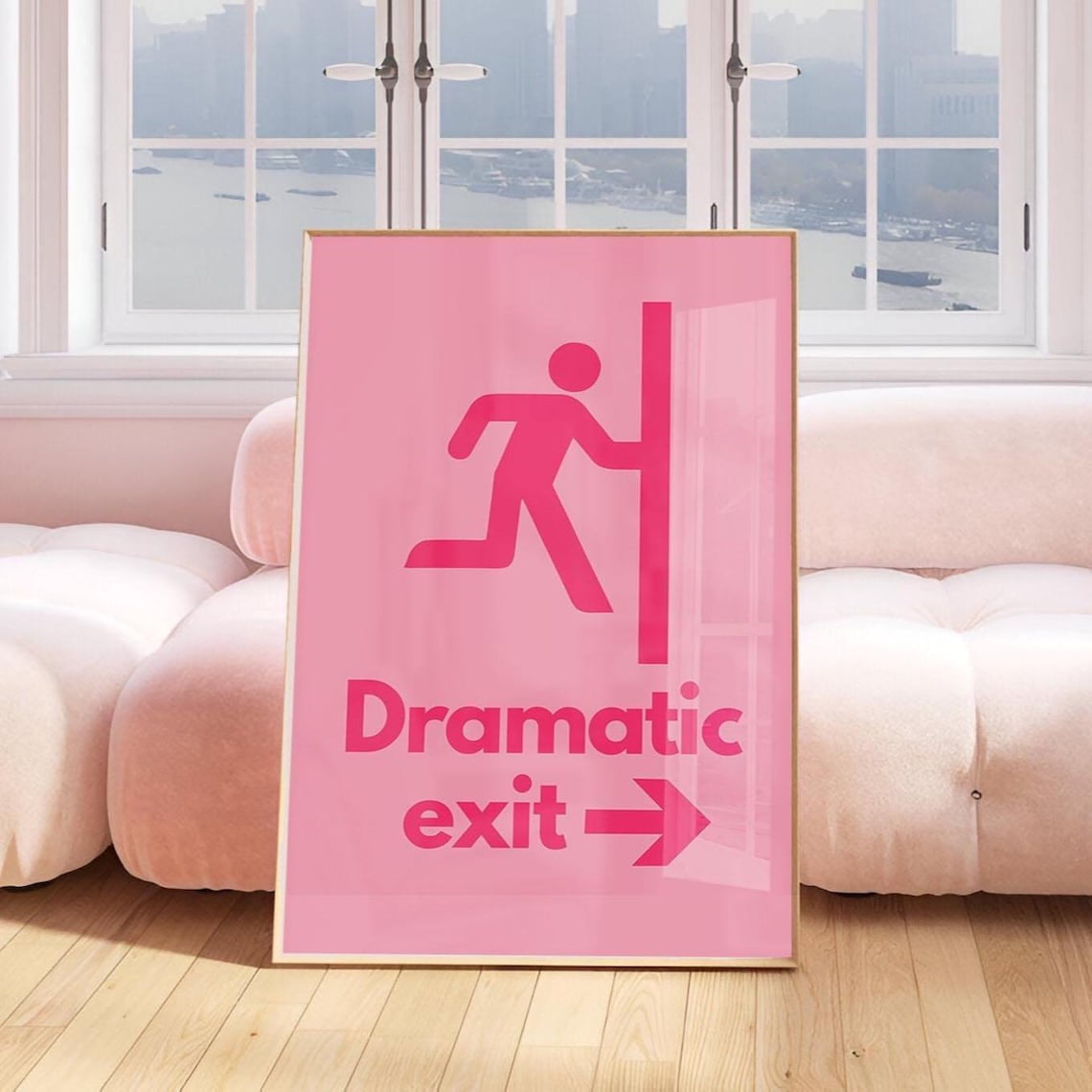 Dramatic Exit Poster Hot Pink Entryway Wall Art Bathroom Decor Prints ...