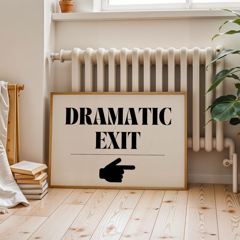 Dramatic Exit Sign Door Topper Poster, Hand Pointing Right Mid Century ...