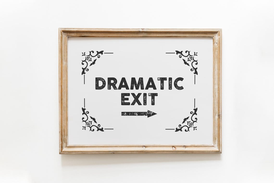 Dramatic Exit Sign Retro Typography Home Wall Decor, Unframed Paper ...