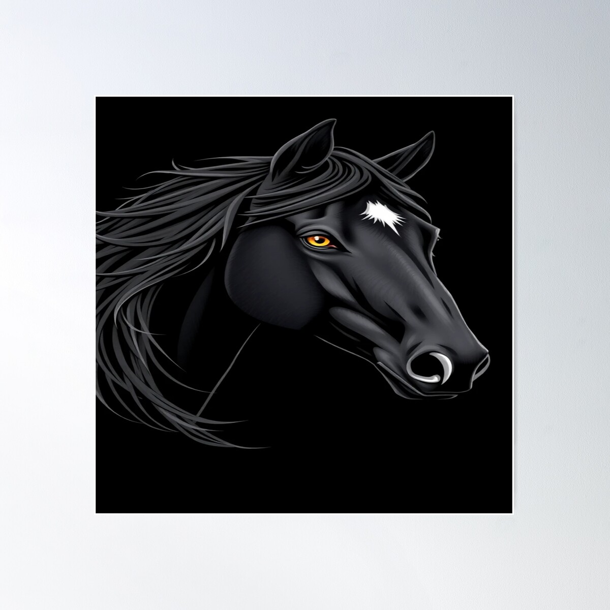 Dramatic Line Art Horse Head Poster Wall Art, Modern Wall Decor For ...