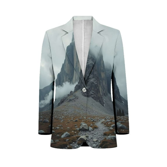 Dramatic Mountain Landscape Shrouded In Mist Men Blazers Slim Clothing ...