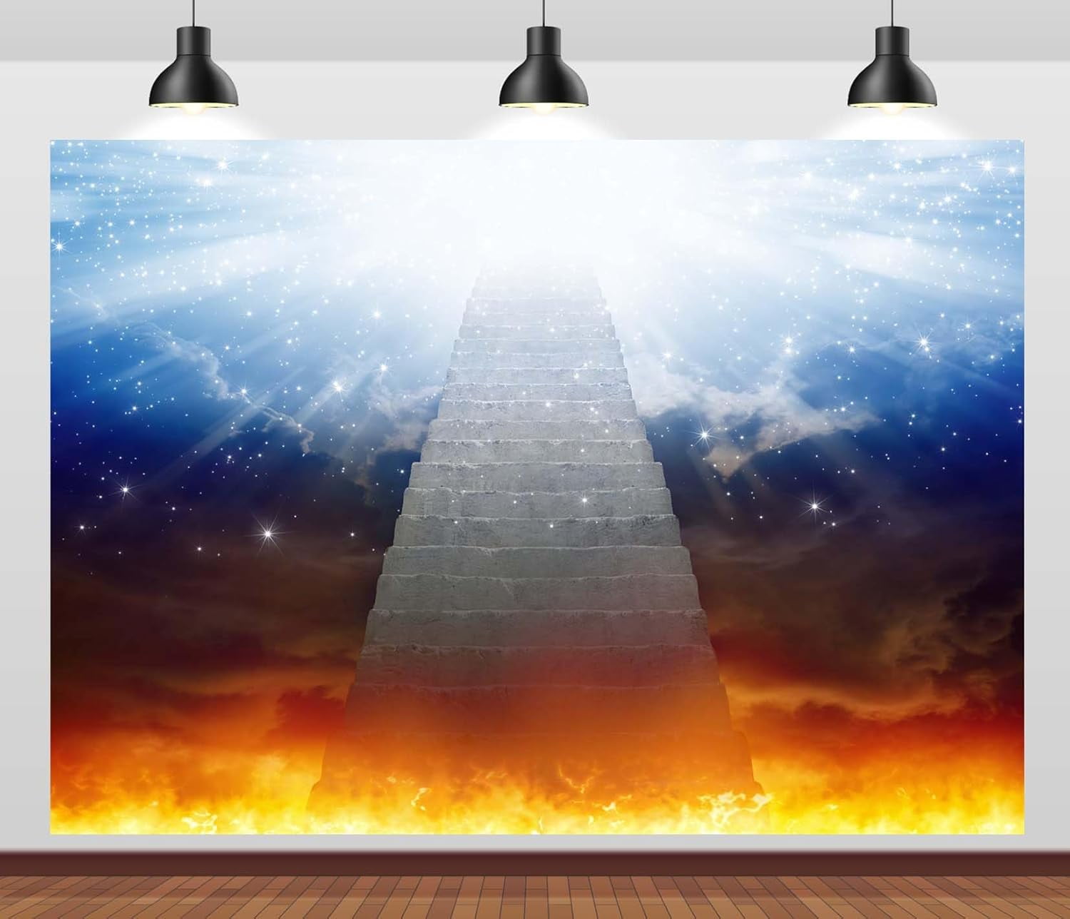 Dramatic Religious Background Hell and Heaven Angels and Devils Backdrop Stairs to Heaven and ...