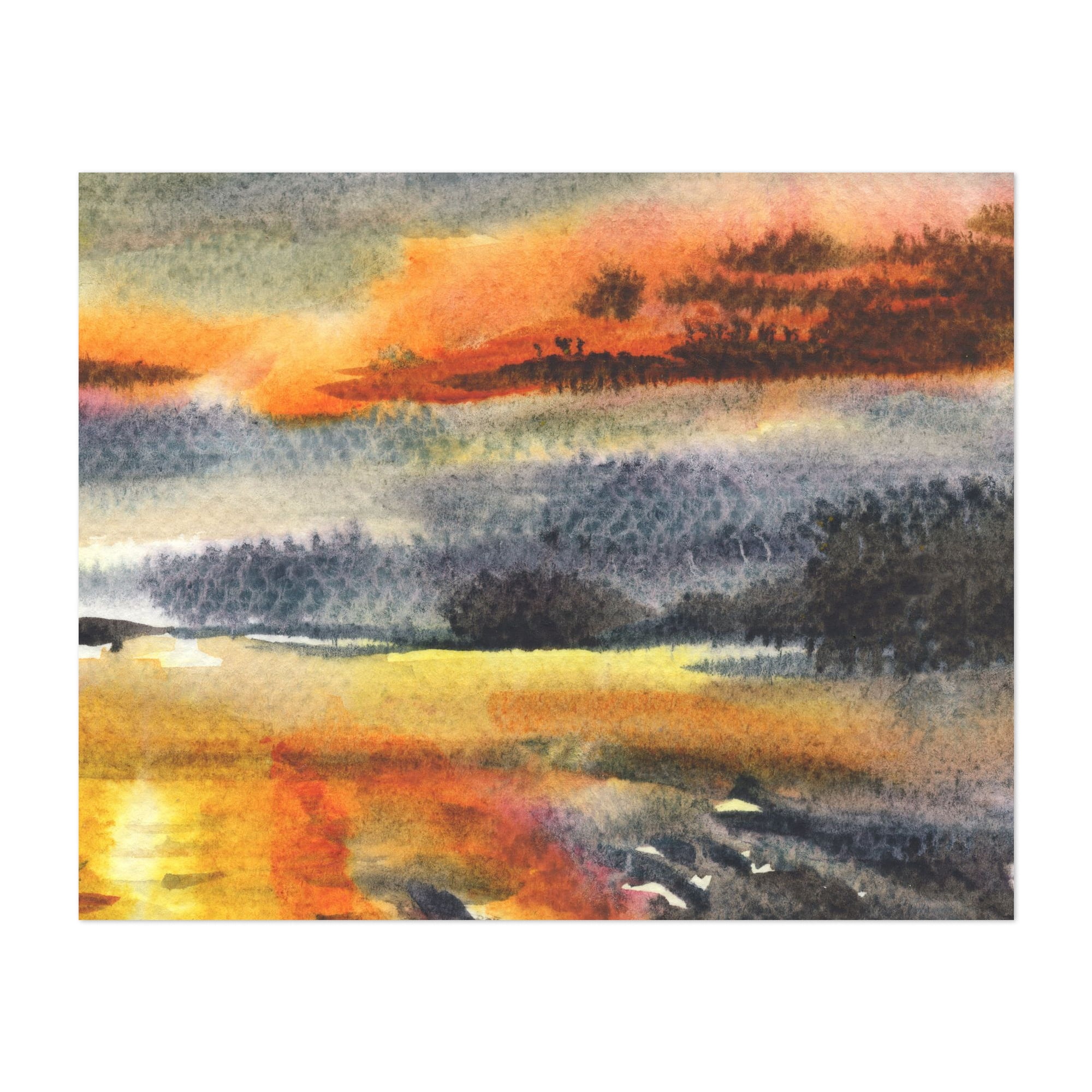 Dramatic Sunset Watercolor Beach Art by Irina Sztukowski - Painting ...