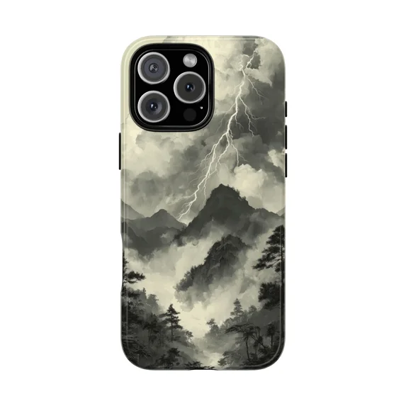 Dramatic Thunderstorm Over a Mountain Forest Phone Case for 17 16 15 14 ...