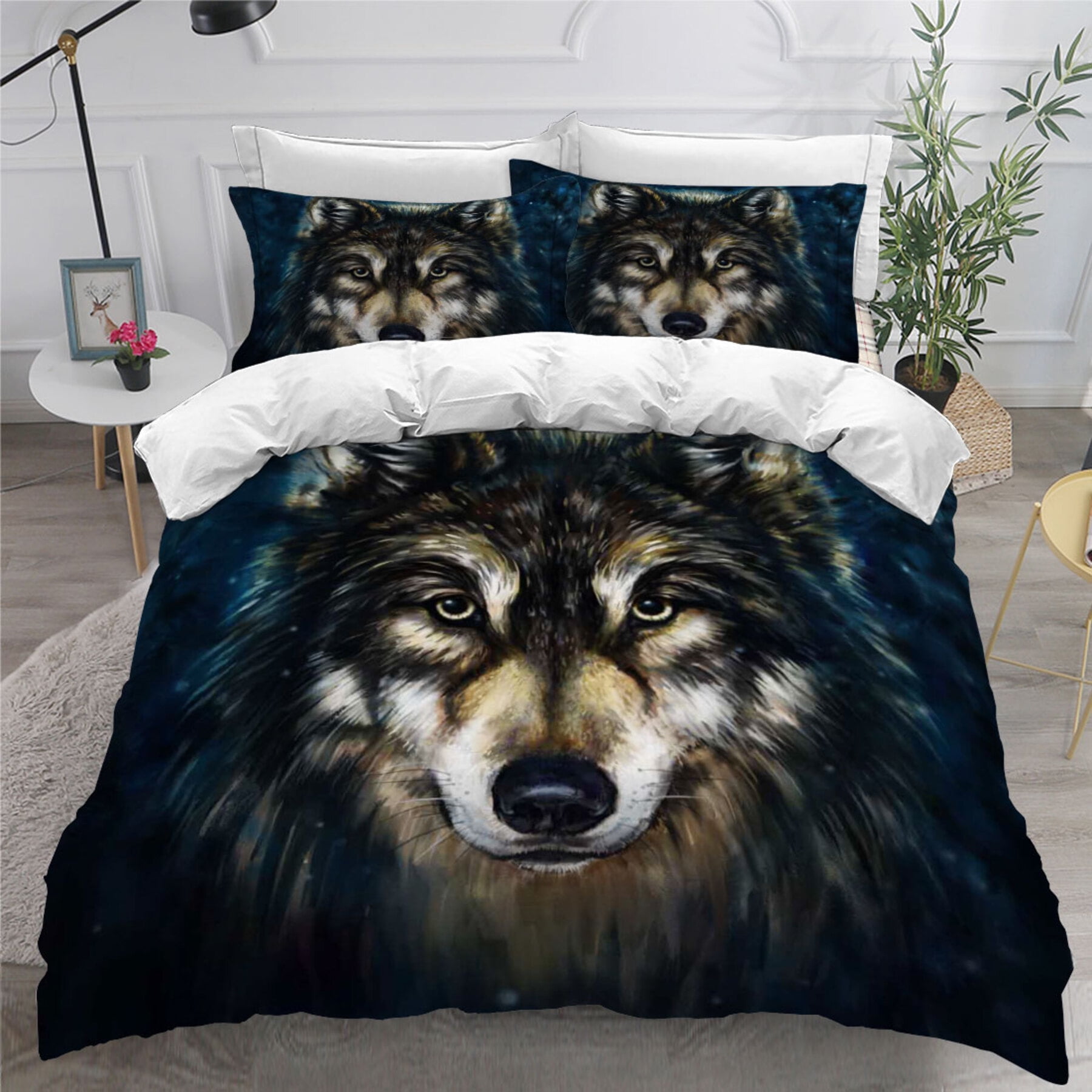 Dramatic Wolf Bedding Set Painterly Design with Lifelike Detail ...