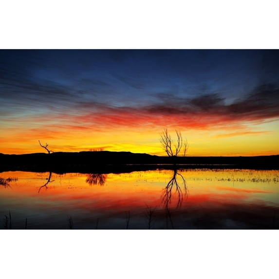 Dramatic sunrise over water Bosque Del Apache Wildlife Refuge; New ...