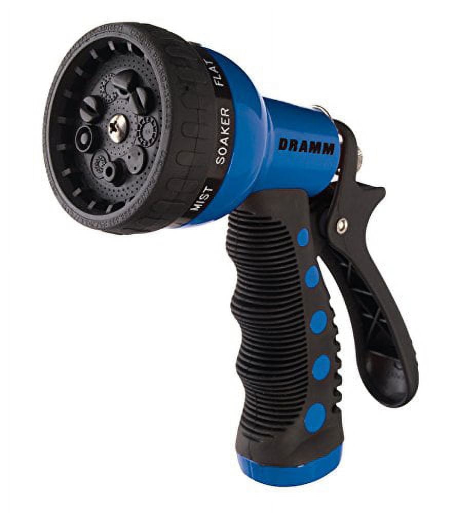 Dramm Heavy-Duty Metal 9-Pattern Hose Nozzle - Adjustable Flow - Blue ...