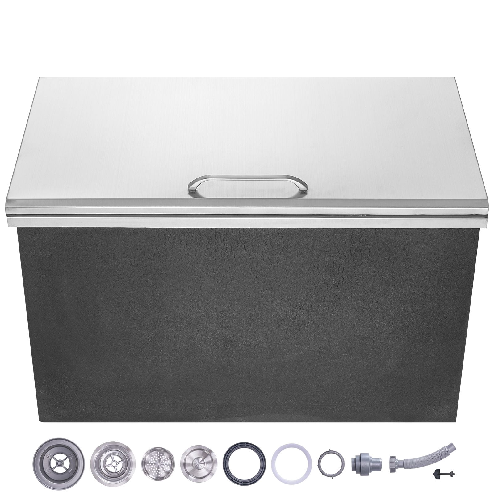 Dranite 40QT 24×20×15 Inch Hinged Stainless Steel Drop In Ice Bin ...