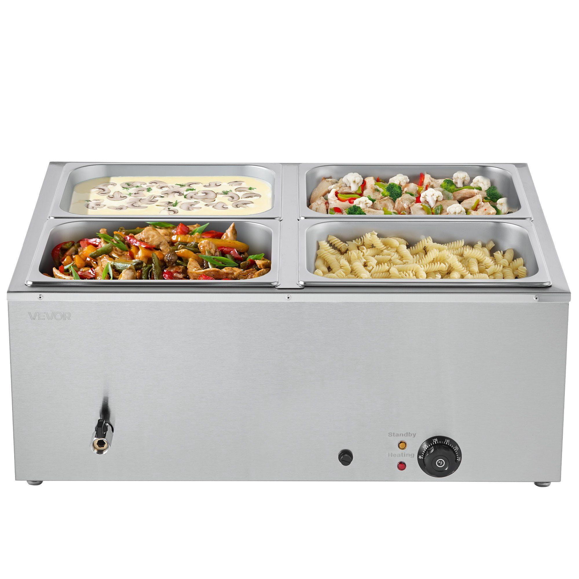 Dranite Commercial Food Warmer 4-Pan, 1500W Electric Stainless Steel ...