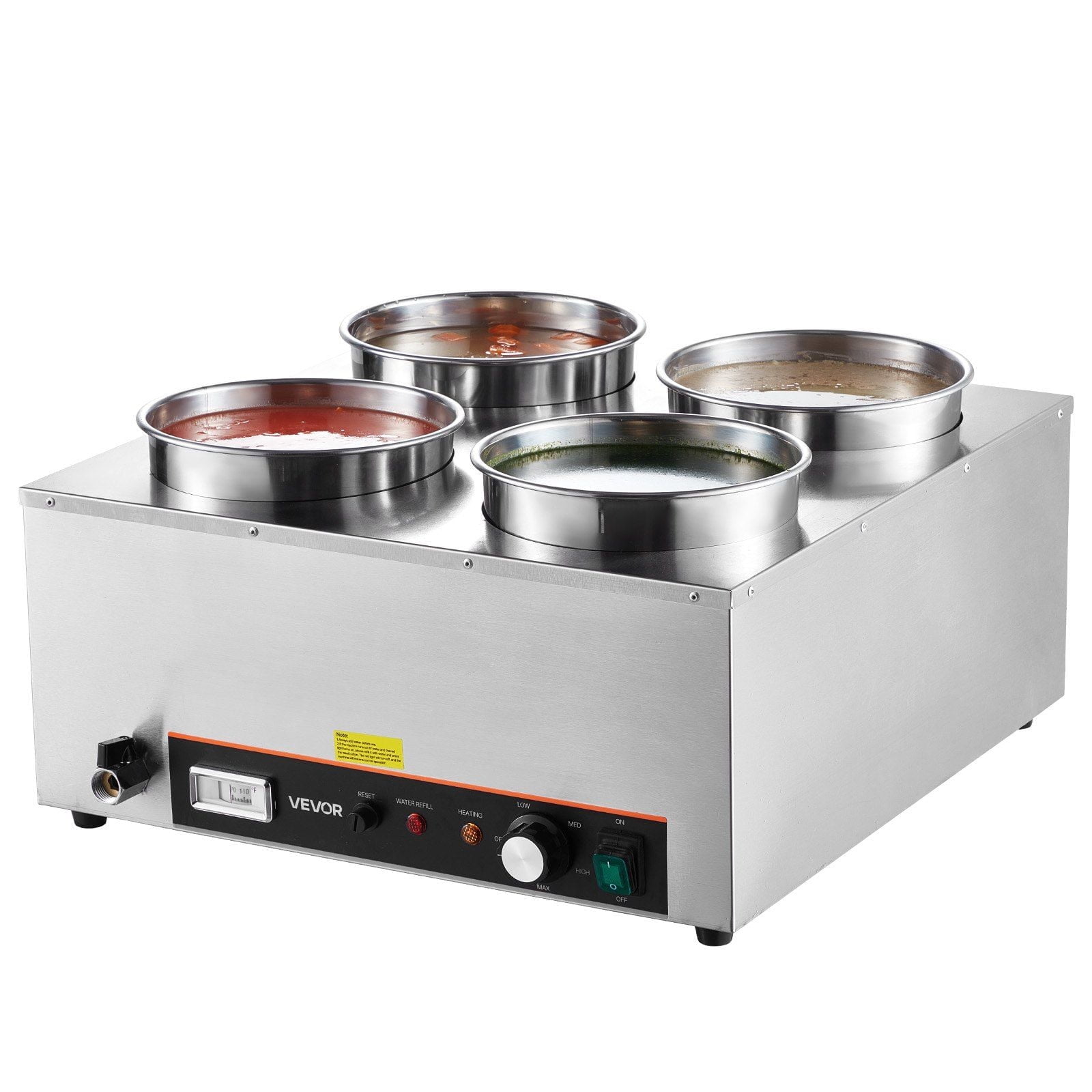 Dranite Commercial-Grade 4-Pot Soup Warmer Station Four 6.34Qt (6L ...