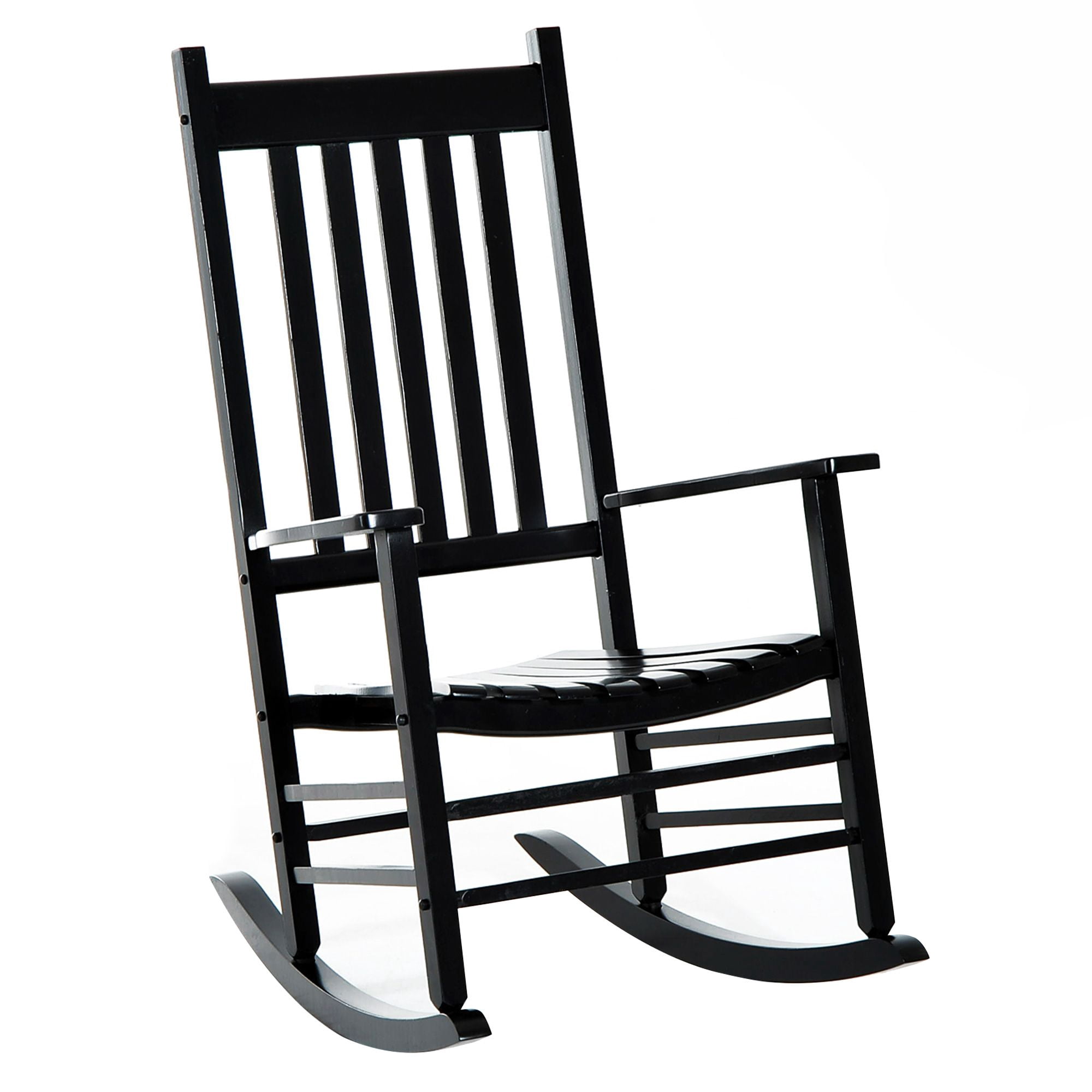 Dranite Outdoor Patio Wood Rocking Chair, High Back w/ Armrests, Solid ...