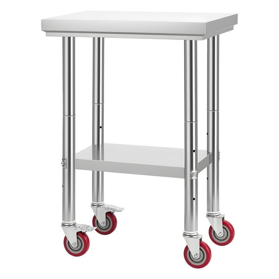 Dranite Stainless Steel Commercial Kitchen Prep Table with Wheels ...