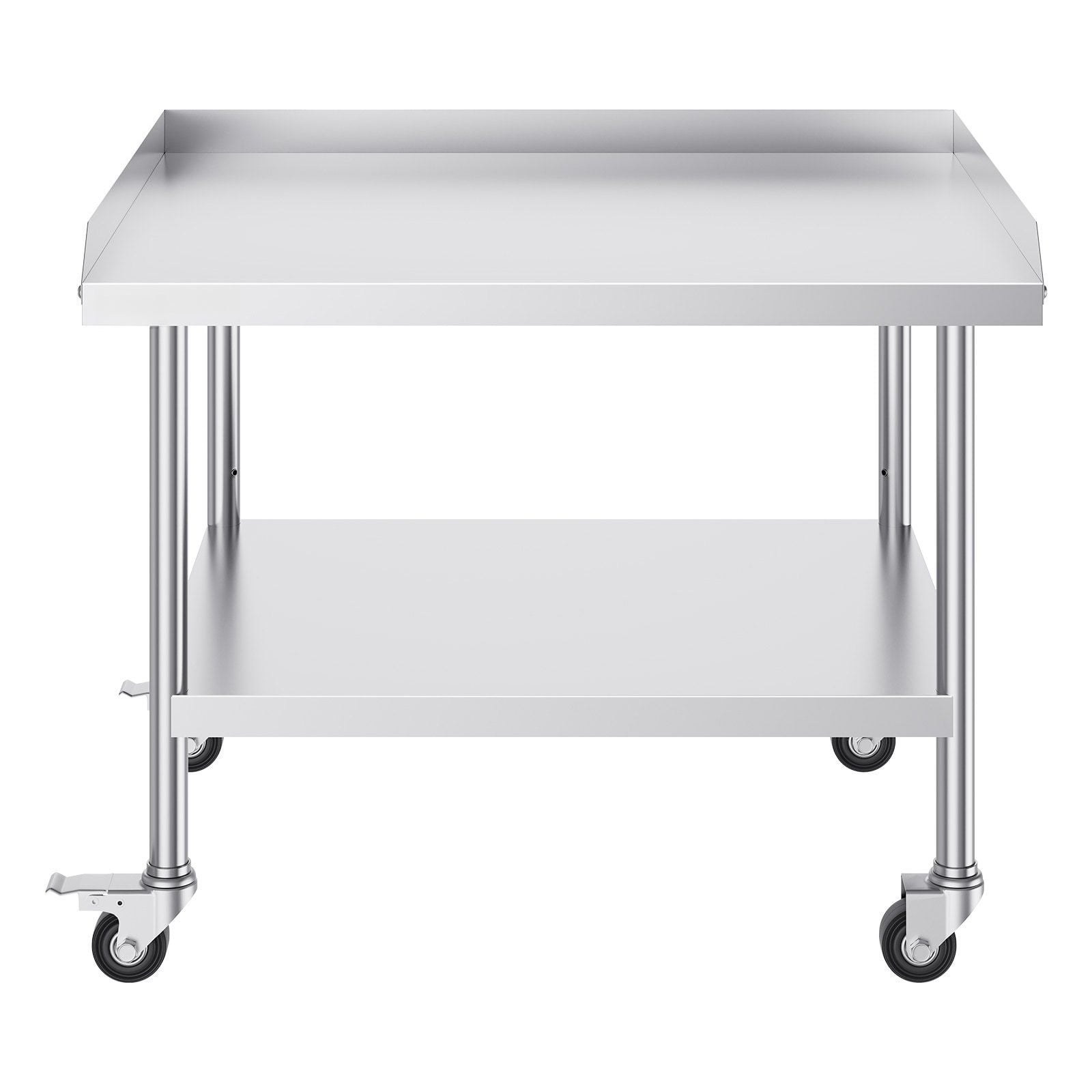 Dranite Stainless Work Table 30x36" - 4 Casters 3-Sided Backsplash ...