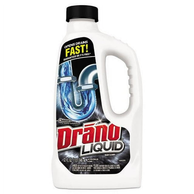 Drano Liquid Drain Cleaner, 32-oz., Safety Cap Bottle, 12/Carton ...