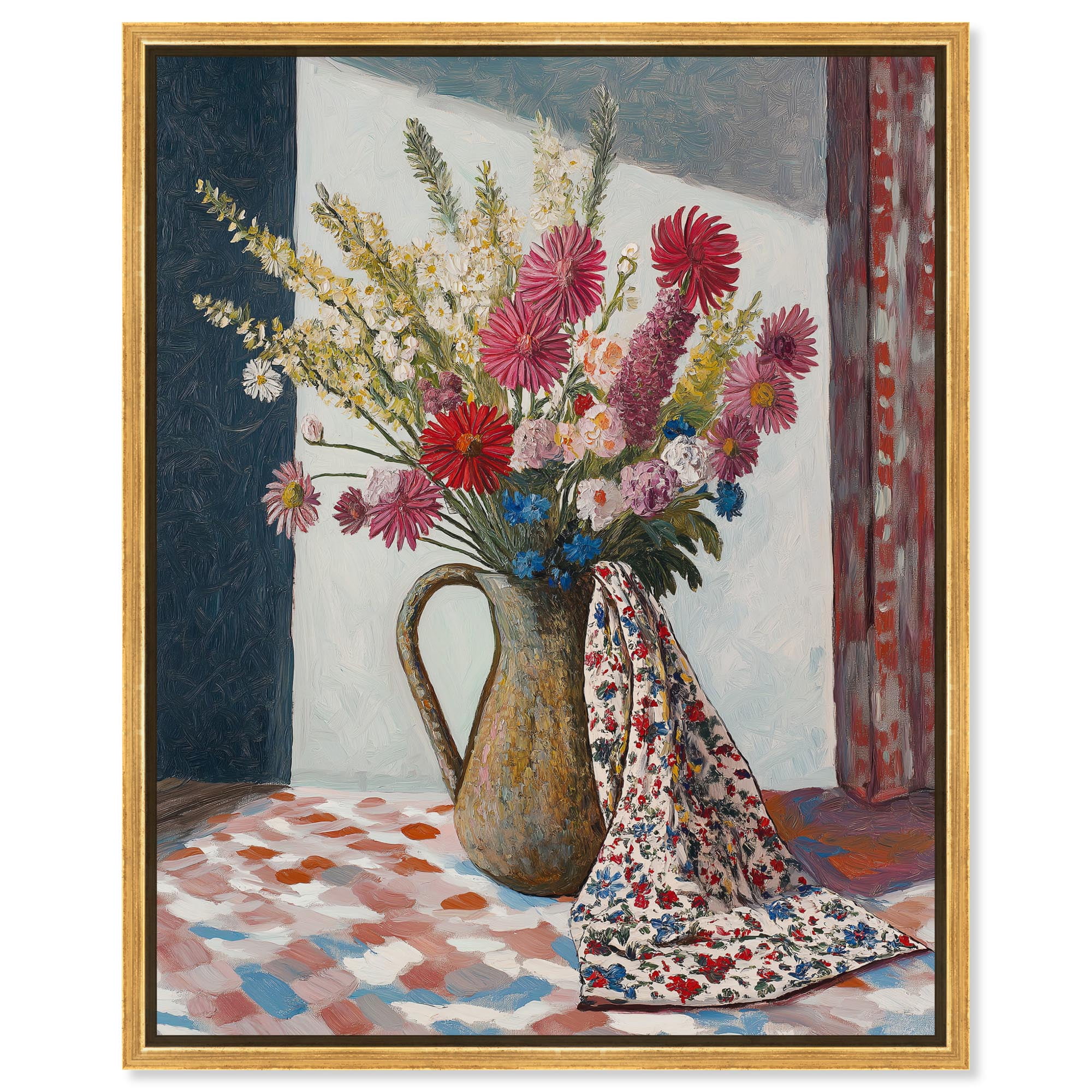 Draped in Flowers Canvas Modern Farmhouse by Art Remedy, Gold Frame, 30 ...