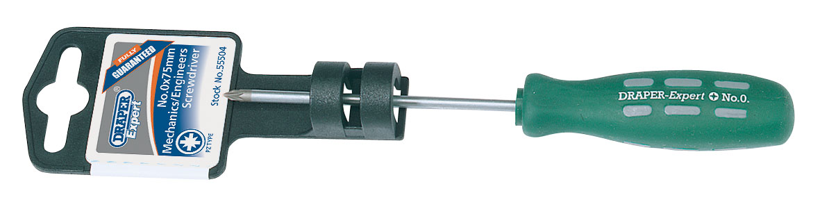 Draper 55504 Expert No 0 x 75mm Pz Type Mechanics Screwdriver (Display ...