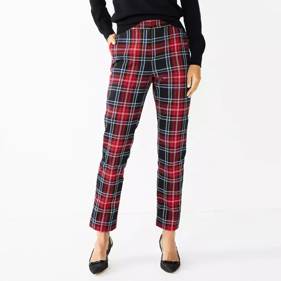Red Black Plaid Pants