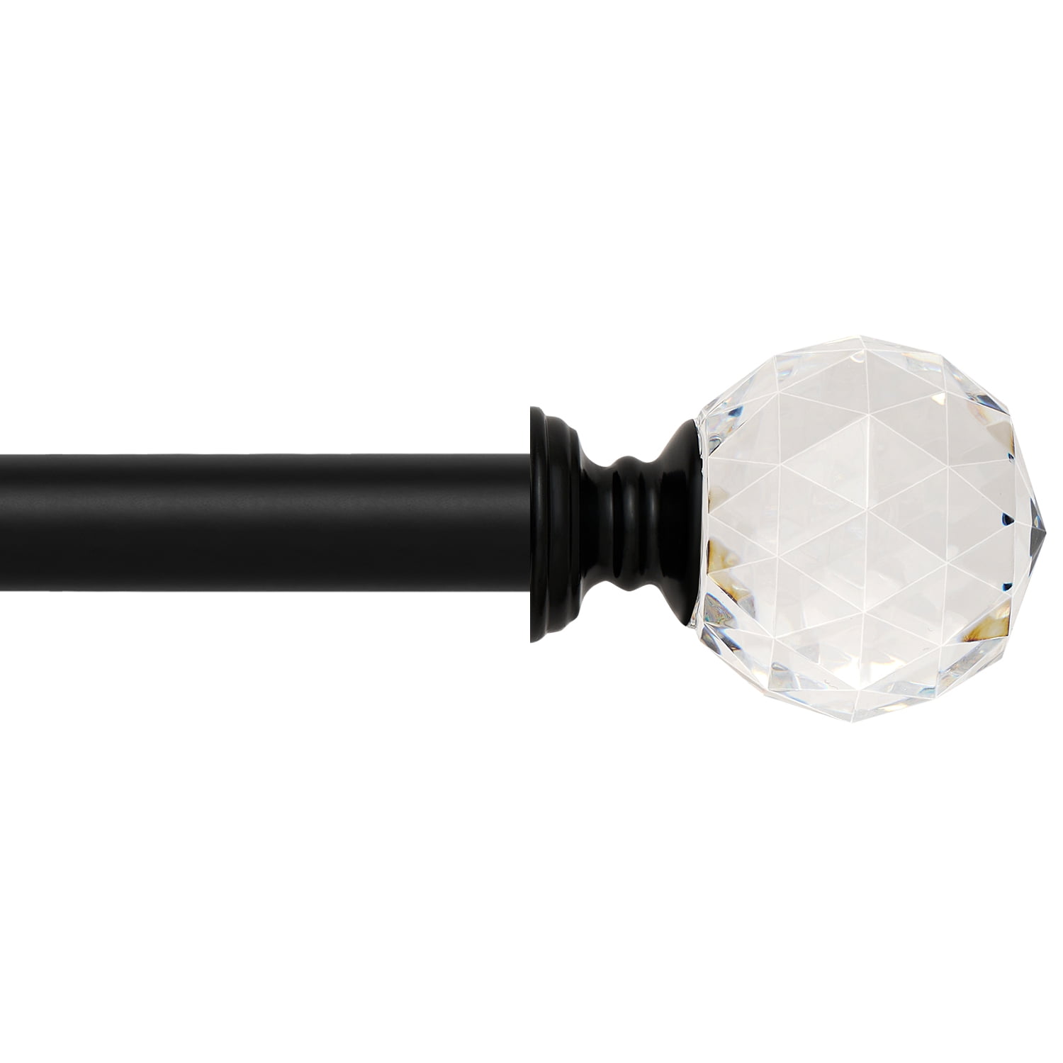 Drapery Rod clear acrylic plexiglass finials Black Adjustable Curtain ...