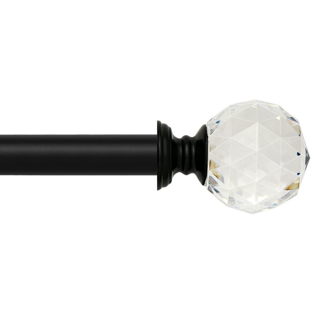 Drapery Rod clear acrylic plexiglass finials Black Adjustable Curtain ...