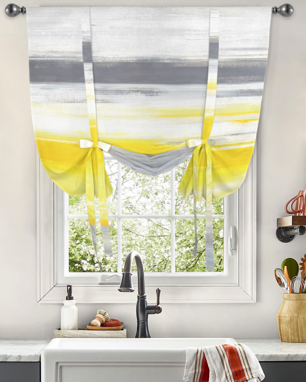 Drapes Pocket Rod Adjustable Room Living Kitchen for Curtains Up Tie ...