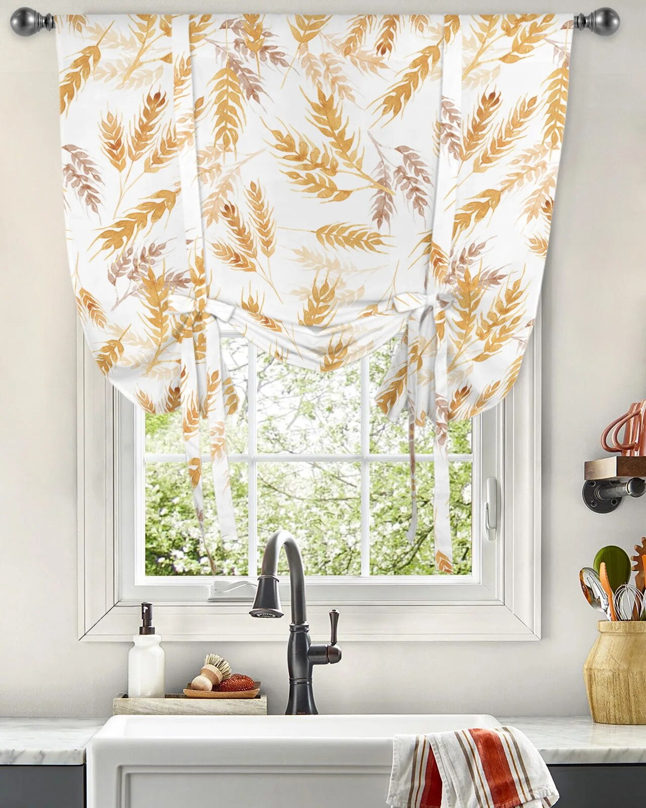 Drapes Pocket Rod Adjustable Room Living Kitchen for Curtains Up Tie ...