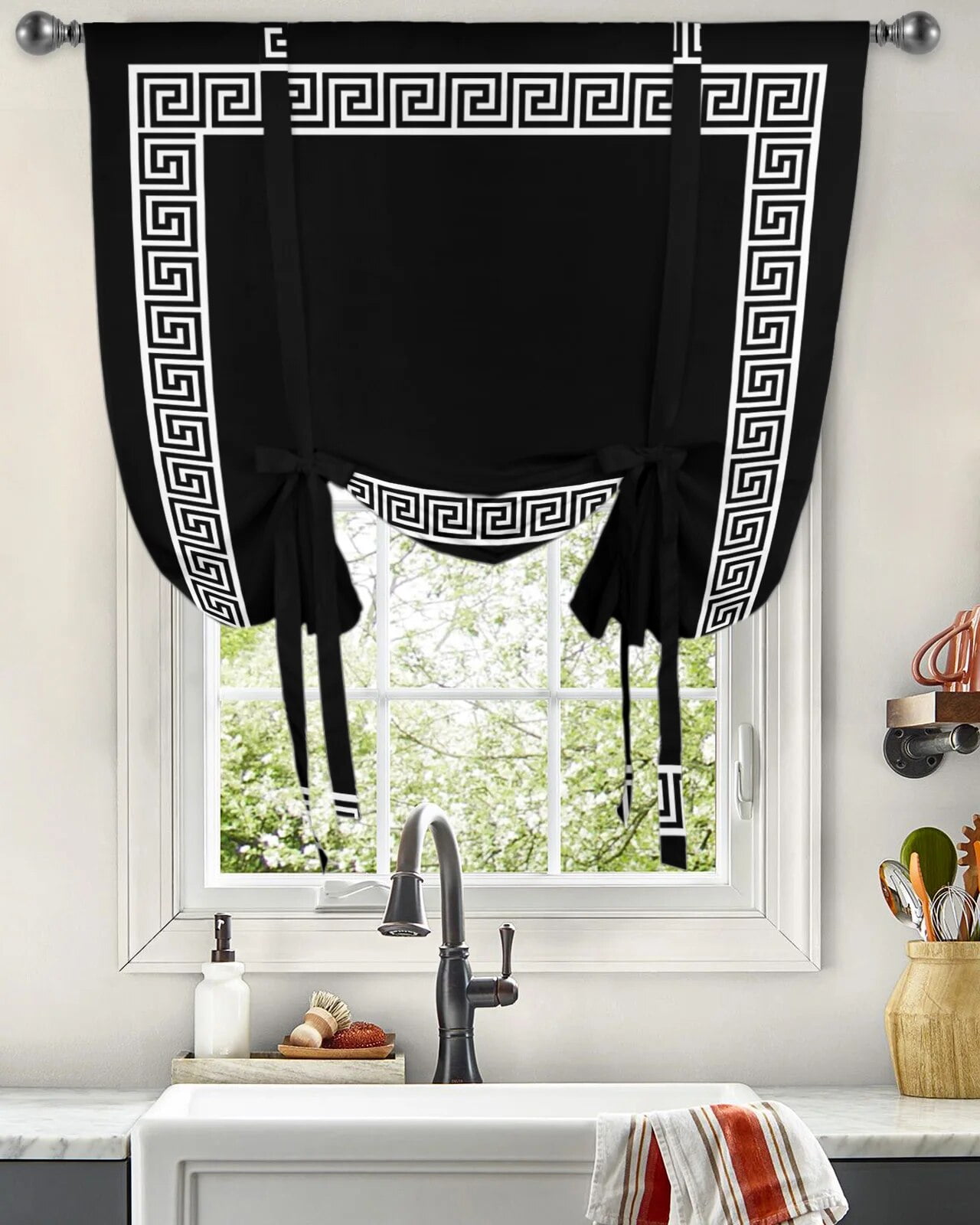 Drapes Pocket Rod Adjustable Room Living Kitchen for Curtains Up Tie ...