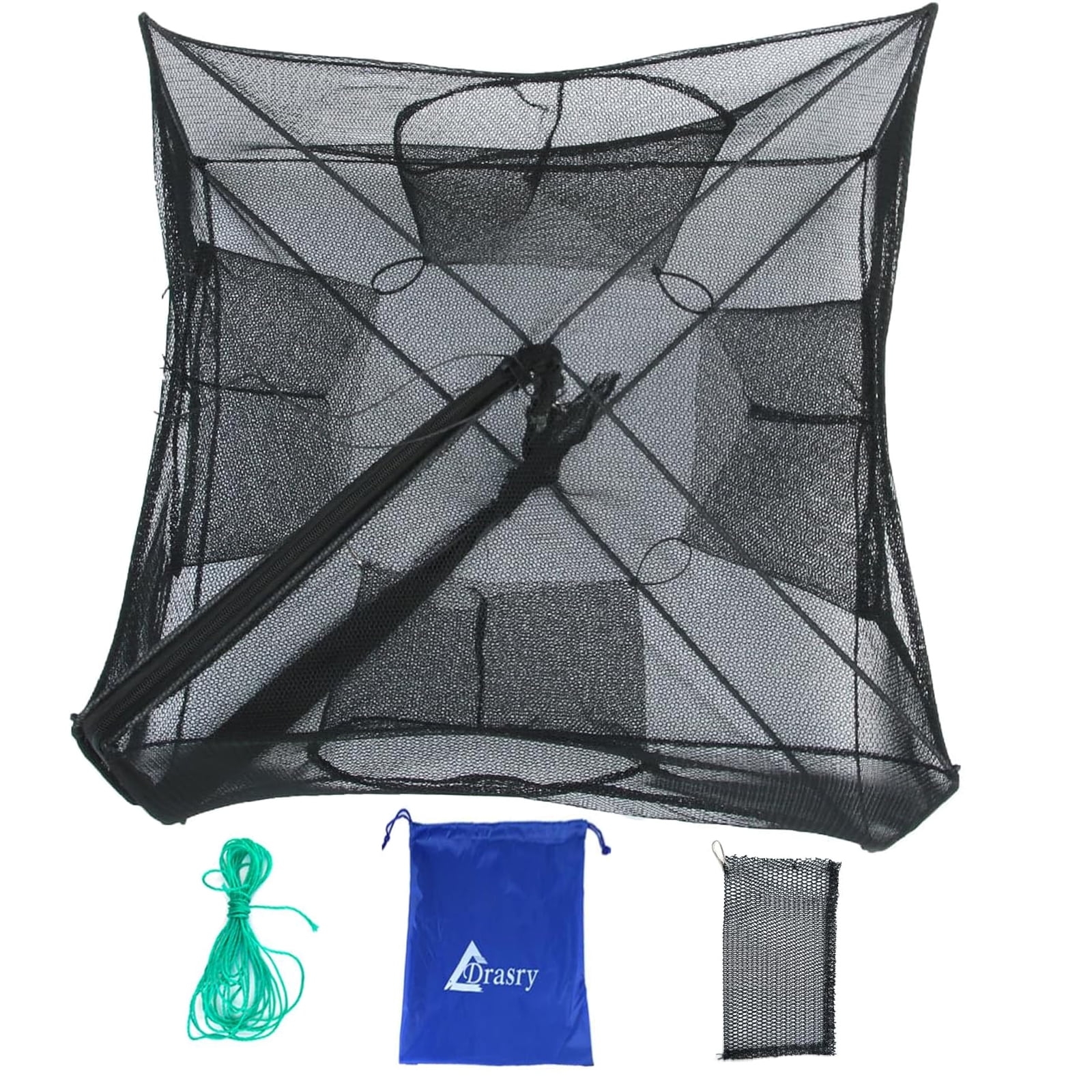 Drasry Fishing Bait Trap Fish Minnow Crayfish Crawdad Shrimp Black 4 Hole Foldable Cast Net Dip ...