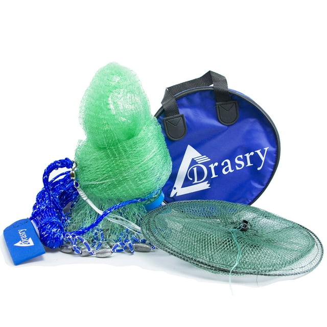 Drasry Fishing Cast Nets 3/8in Mesh 7FT Bait Trap Fish Saltwater Throw ...