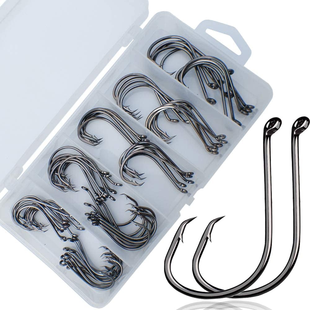 Drasry Fishing Hooks Set High Carbon Steel Jig Bait Sharp Fish Hook for ...