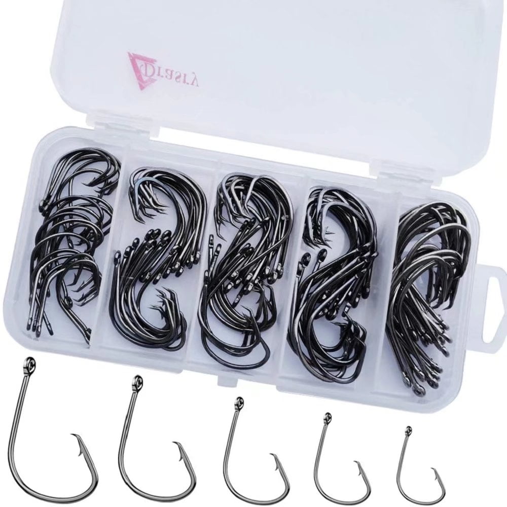 Drasry Fishing Hooks Set High Carbon Steel Small Large Fish Hook Kit ...