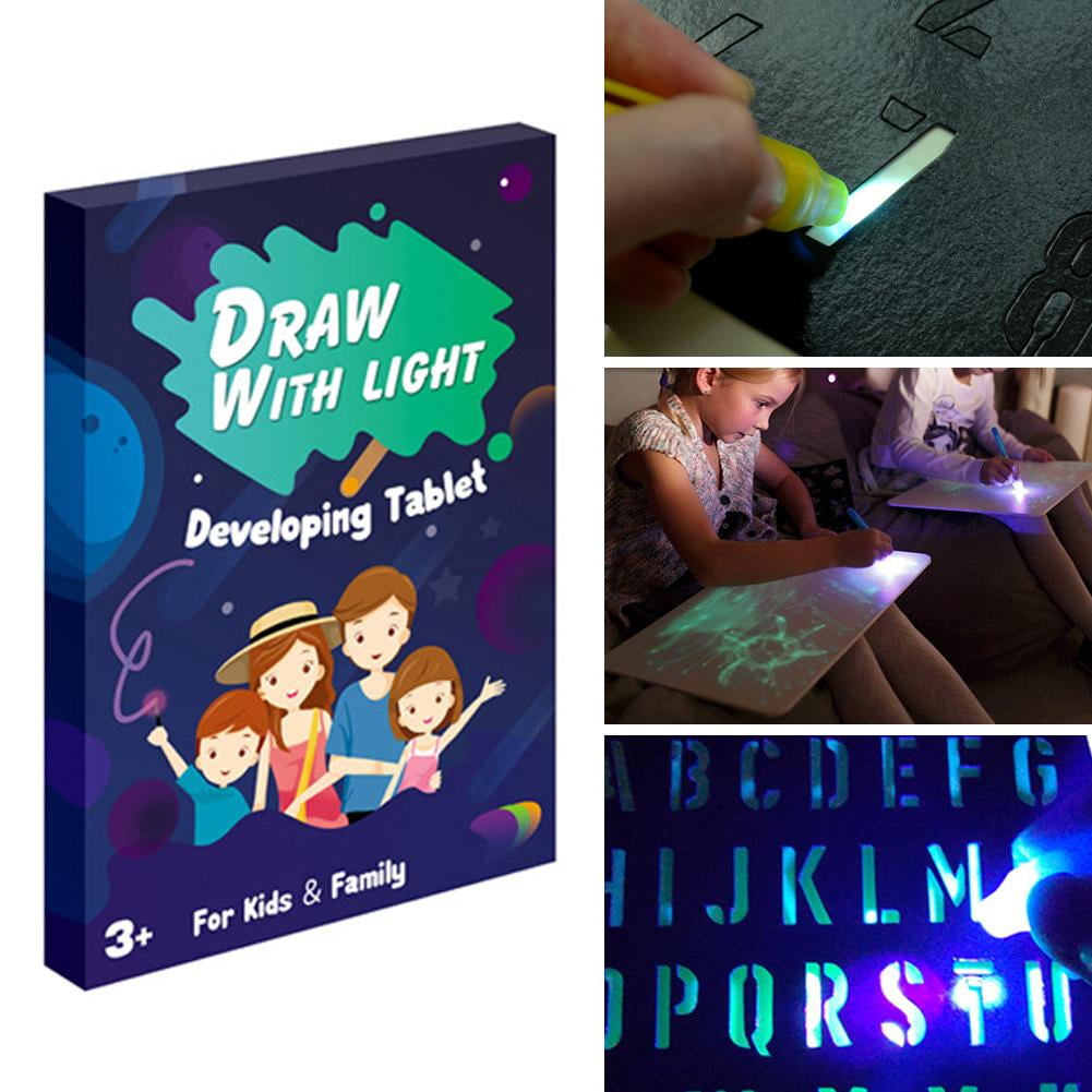 Draw with Light-Fun Drawing Board Pad Tablet for Kids- Glow LED Child ...