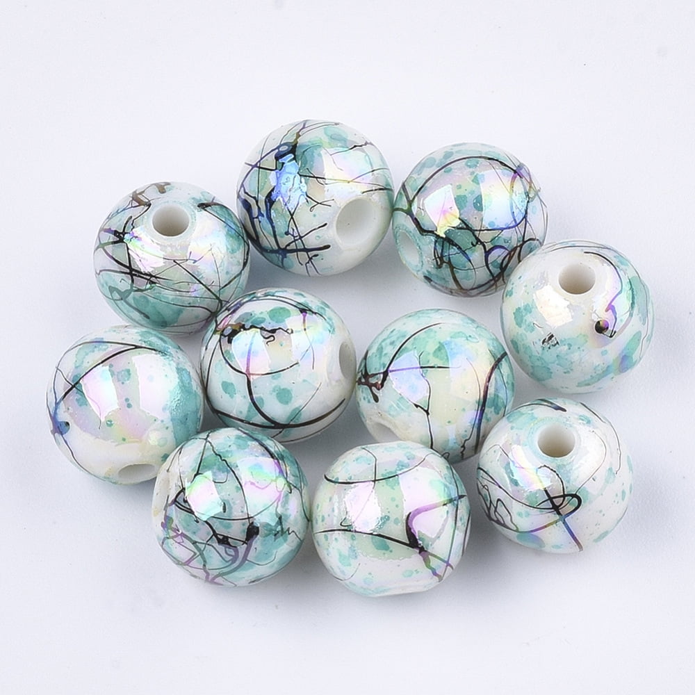 Drawbench Acrylic Beads Round Turquoise 9.5~10x9mm Hole: 2mm about ...
