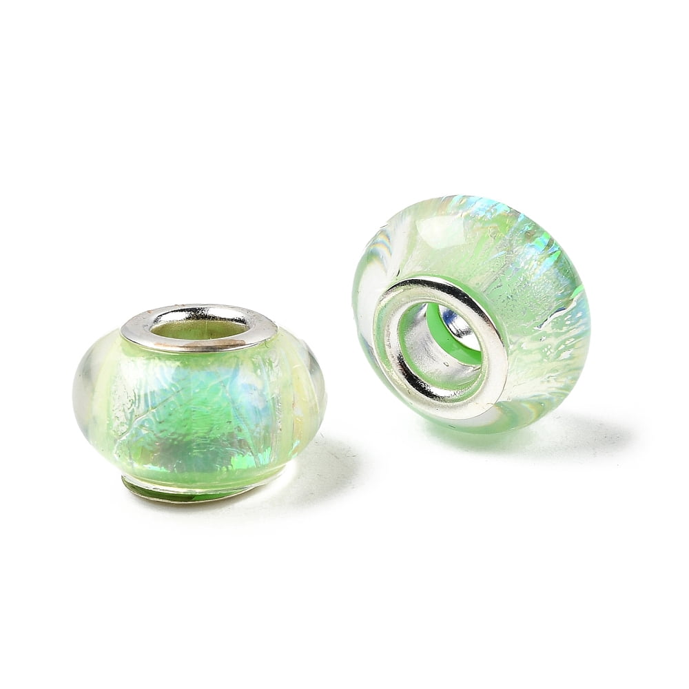 Drawbench Resin European Large Hole Beads with Double Silver Color ...
