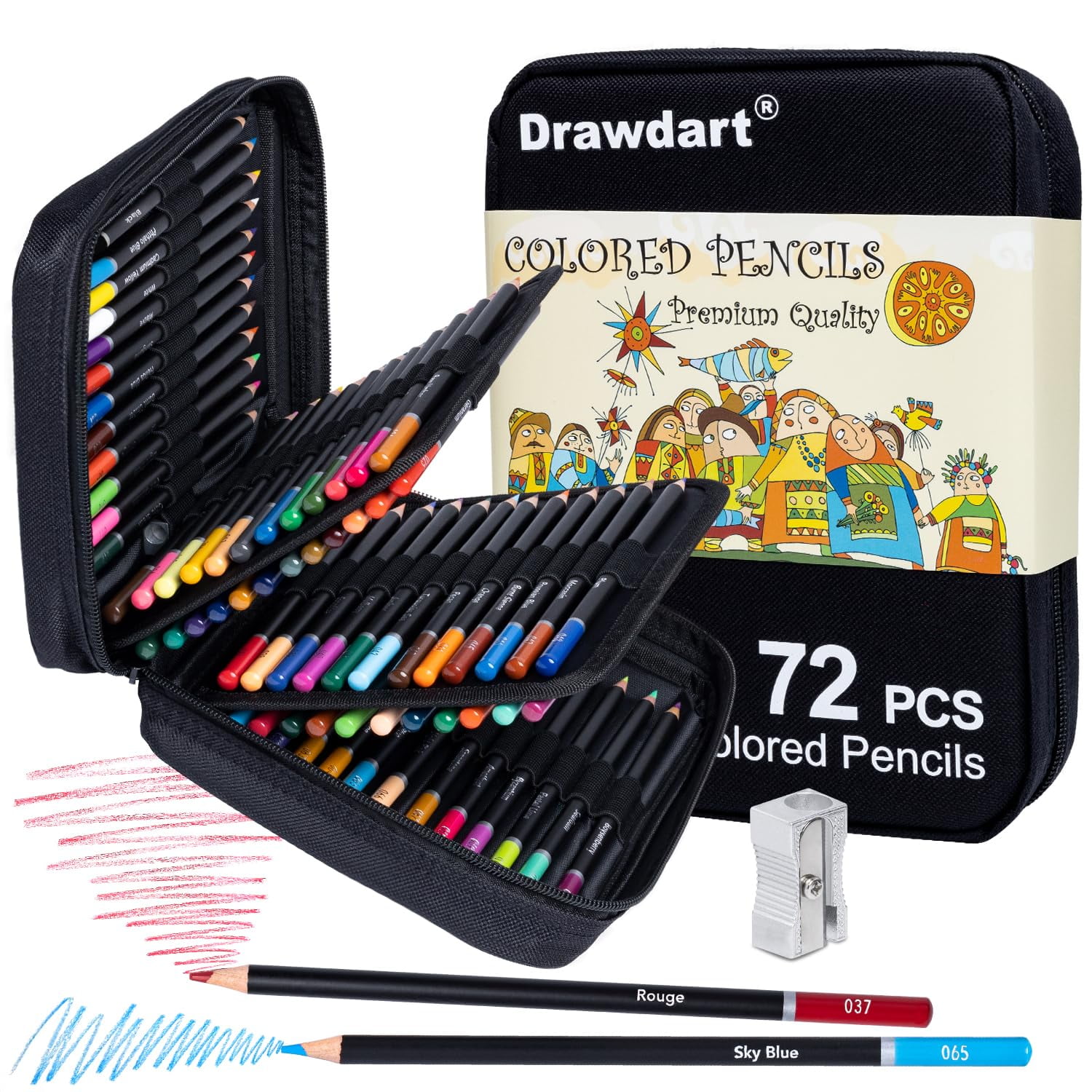 Drawdart Colored Pencils for Adult Coloring, 72-Color Professional Core Drawing Sketching ...