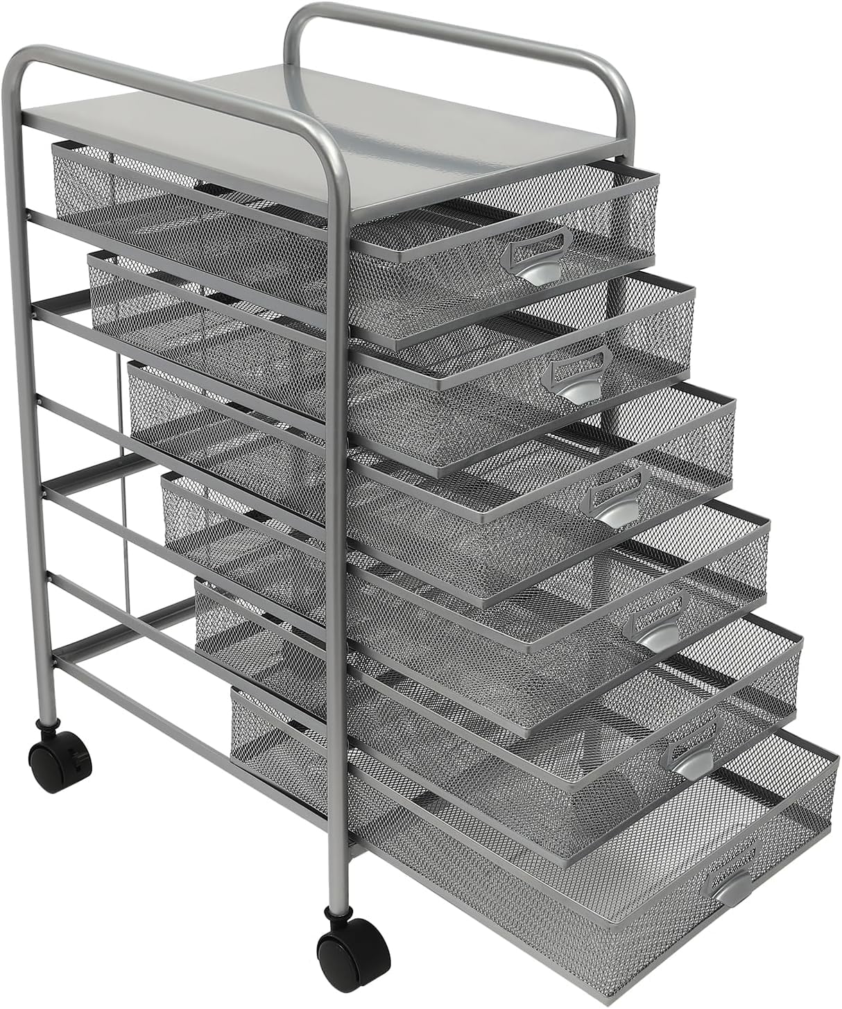 Drawer Cart Assemble Mesh Slim Storage Rolling File Cabinet with 6 ...