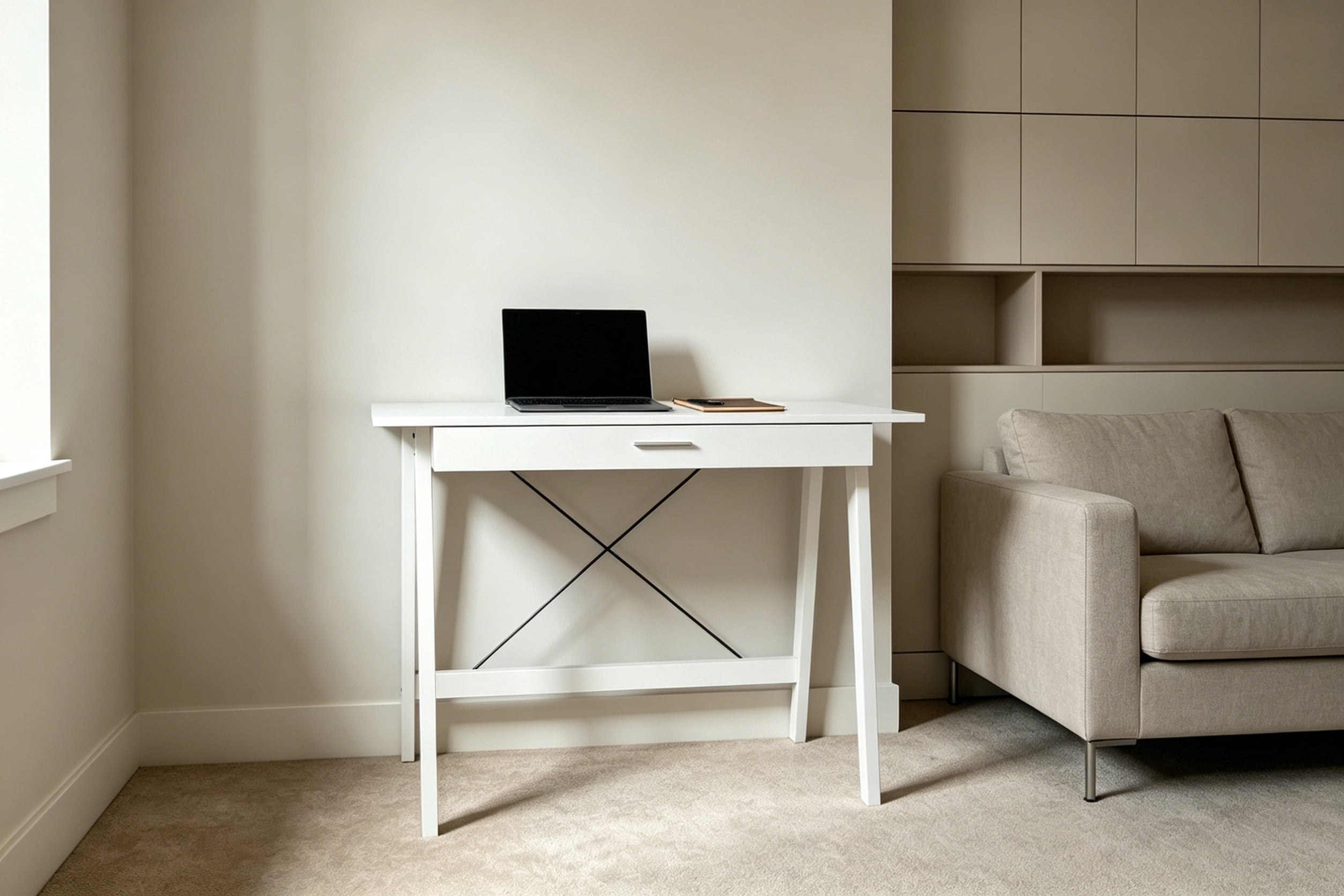 Drawer Computer Desk, White - Walmart.com