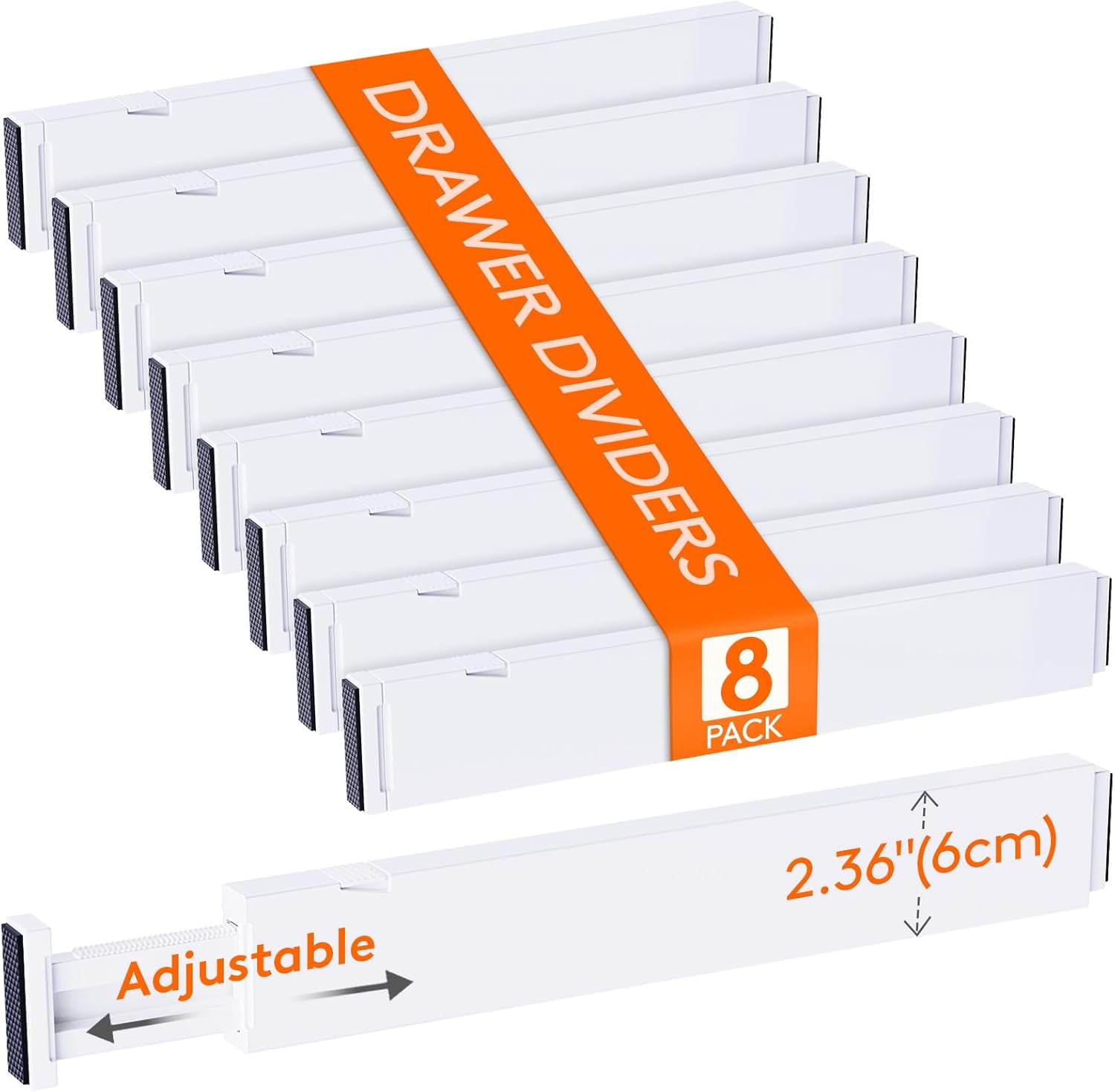 Drawer Dividers 4" High, 11-17" Adjustable Dresser Drawer Organizers ...