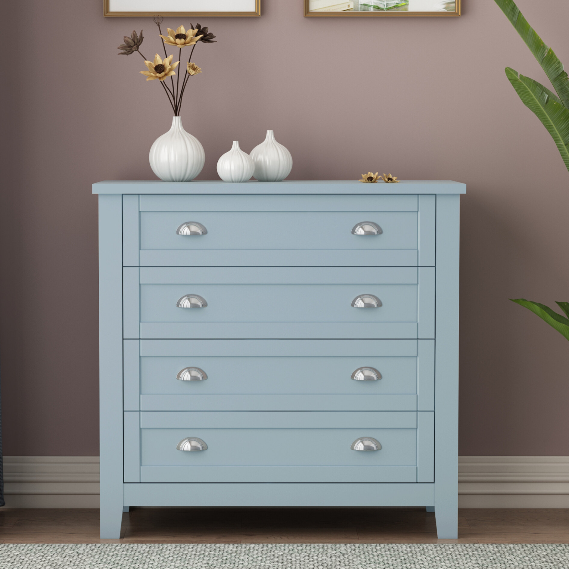 Drawer Dresser, Sideboard Buffet Cabinet, Solid Wood Frame Sideboard ...