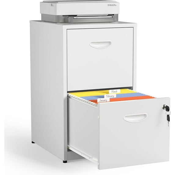 Drawer File Cabinet with Lock,White Metal Filing Cabinets,Vertical ...