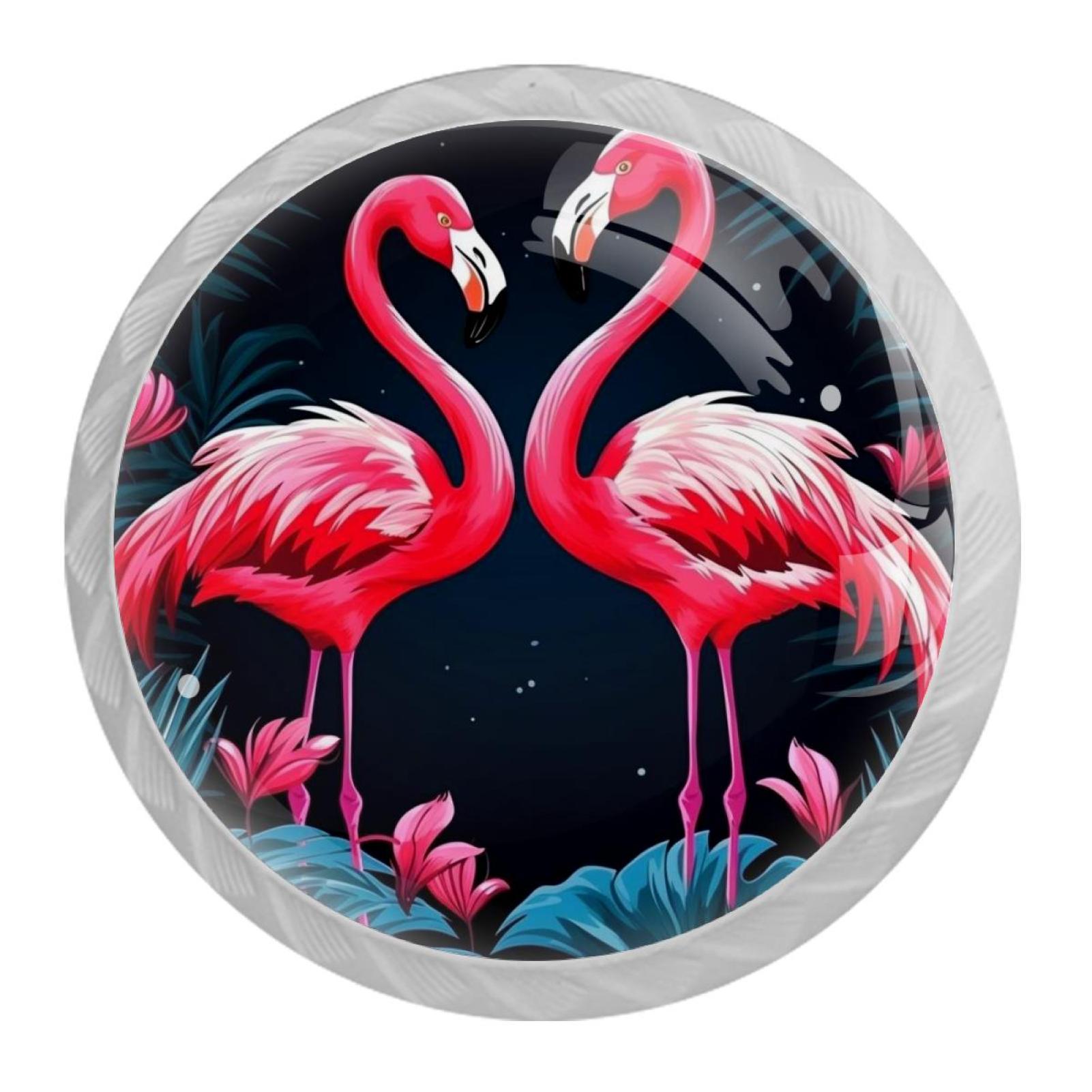 Drawer Knobs Decorative Kitchen Knob Set of 4, Flamingo Rainforest Cute ...