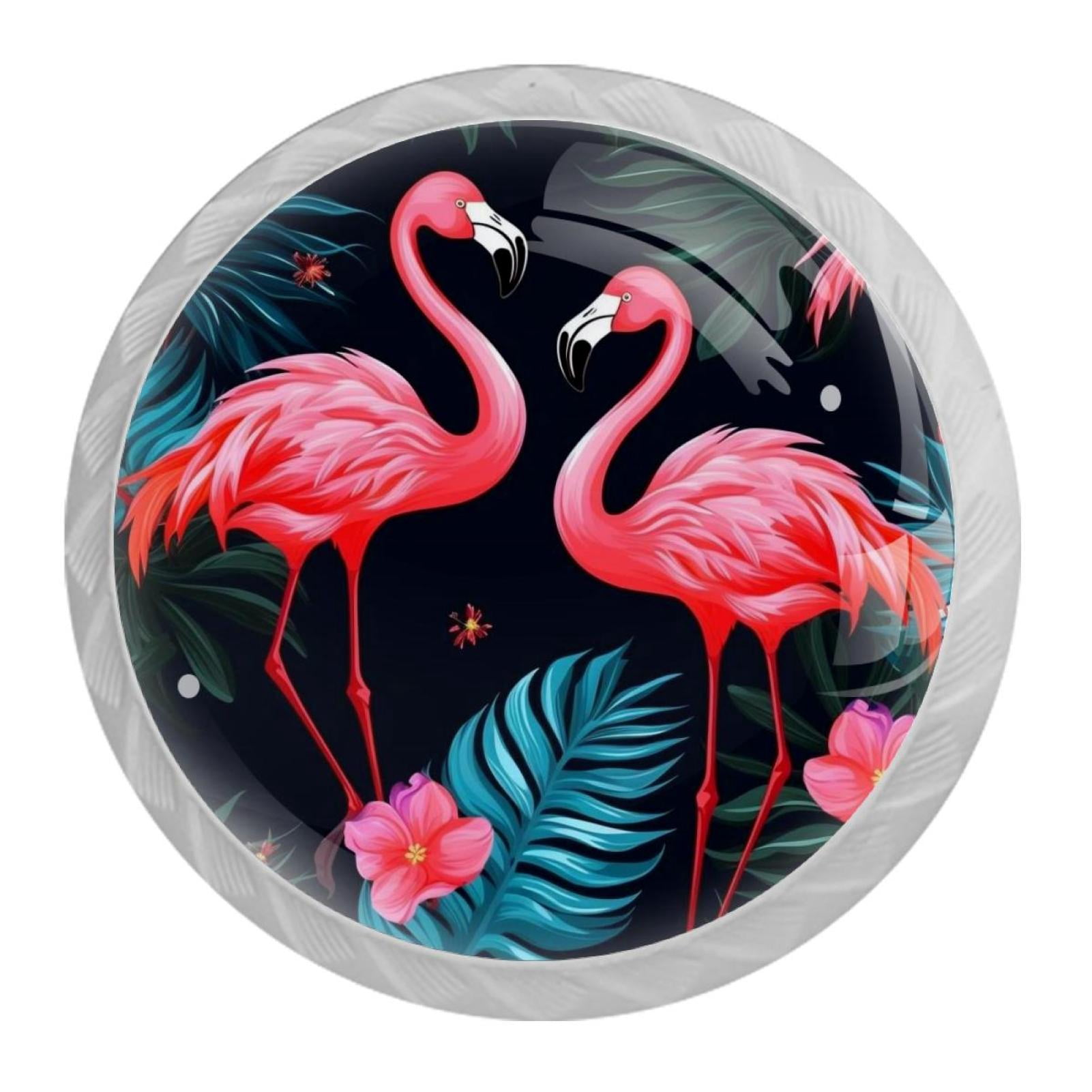 Drawer Knobs Decorative Kitchen Knob Set of 4, Flamingos Rainforest ...