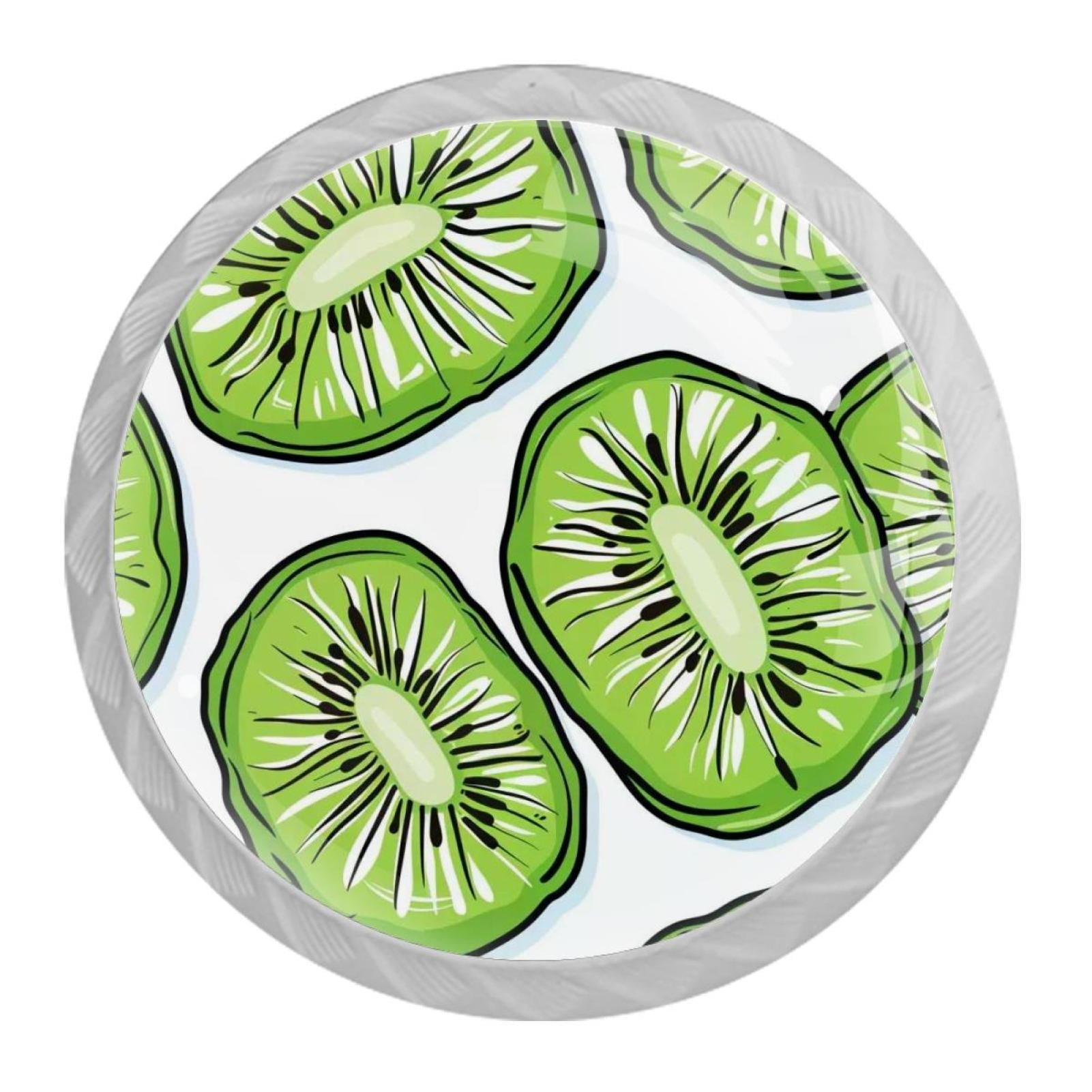 Drawer Knobs Decorative Kitchen Knob Set of 4, Cartoon Kiwi Pattern Cabinet Drawer Pull with ...