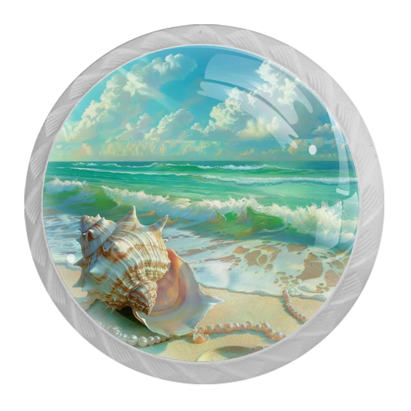 Drawer Knobs Decorative Kitchen Knob Set of 4, Conch Sky Sea Pretty ...