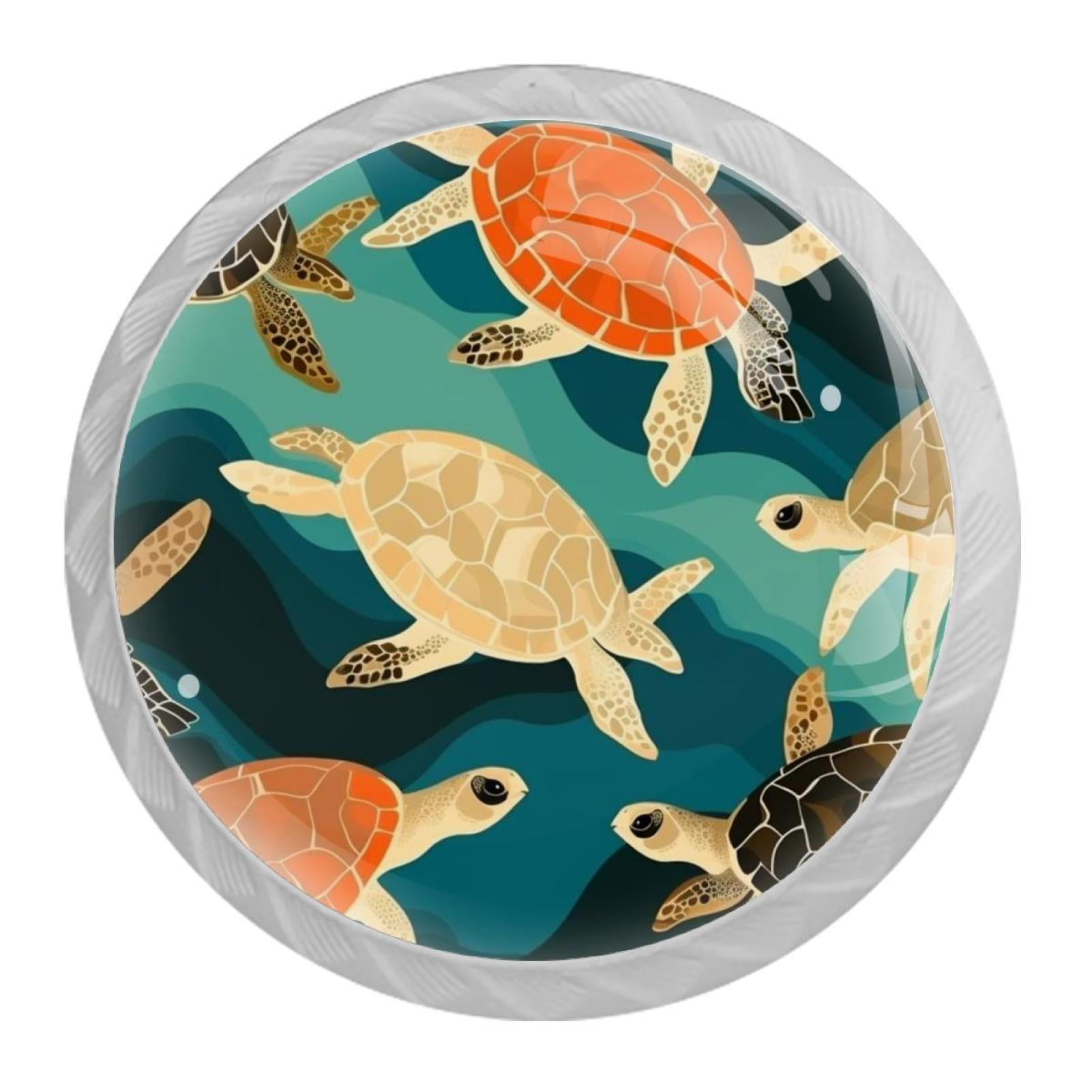 Drawer Knobs Decorative Kitchen Knob Set of 4, Cute Sea Turtles ...