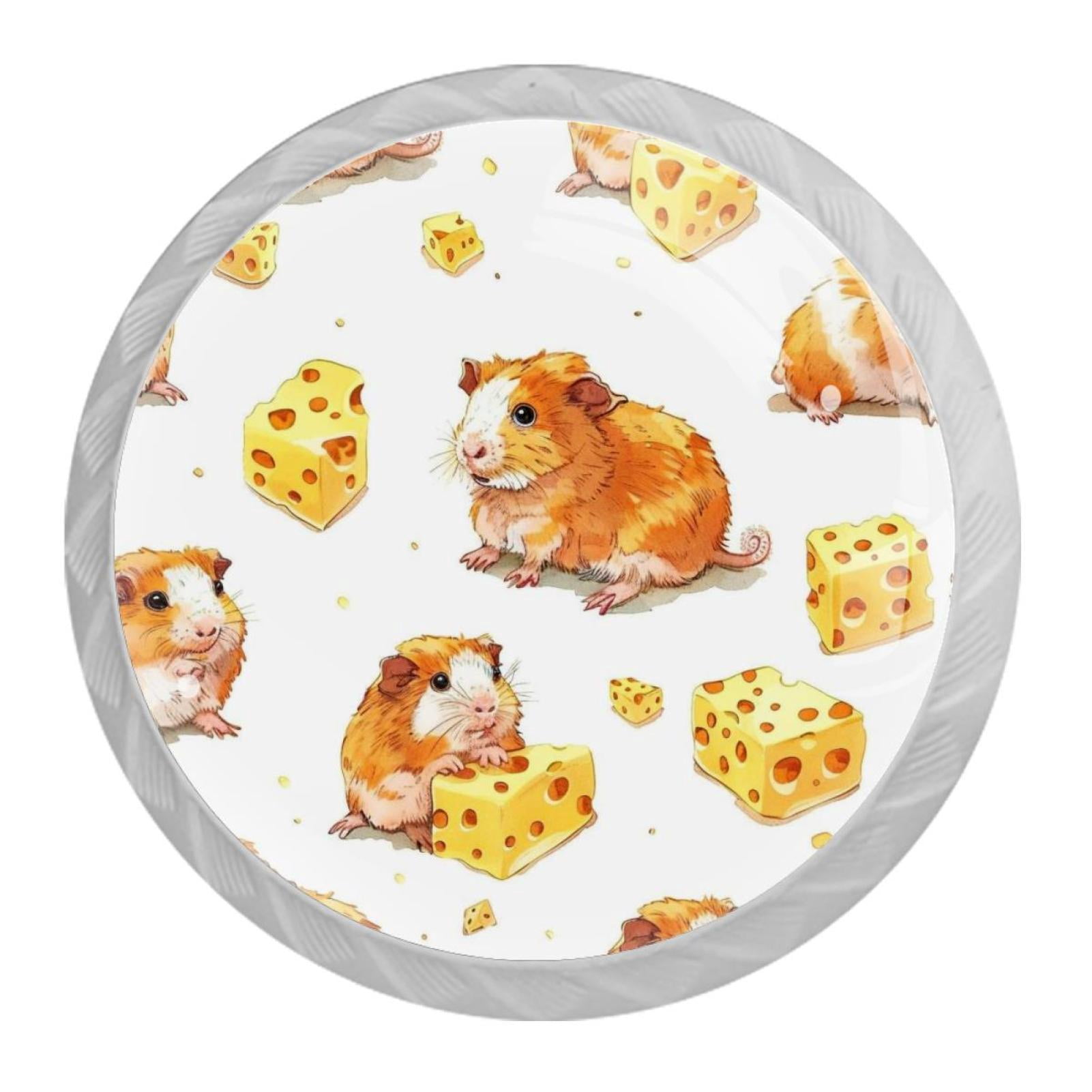 Drawer Knobs Decorative Kitchen Knob Set of 4, Guinea Pigs with Cheese ...