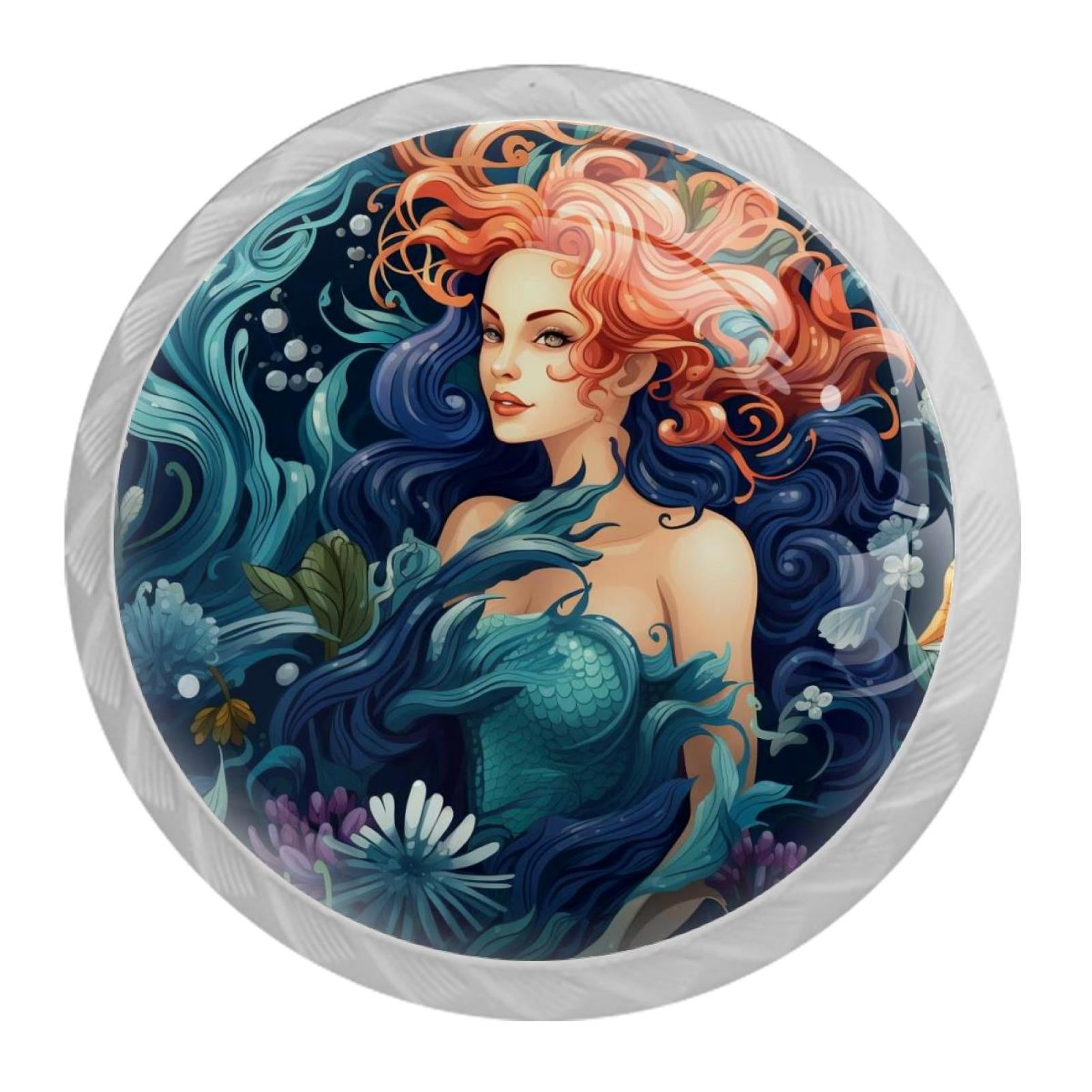 Drawer Knobs Decorative Kitchen Knob Set of 4, Mermaid Sea Cabinet ...
