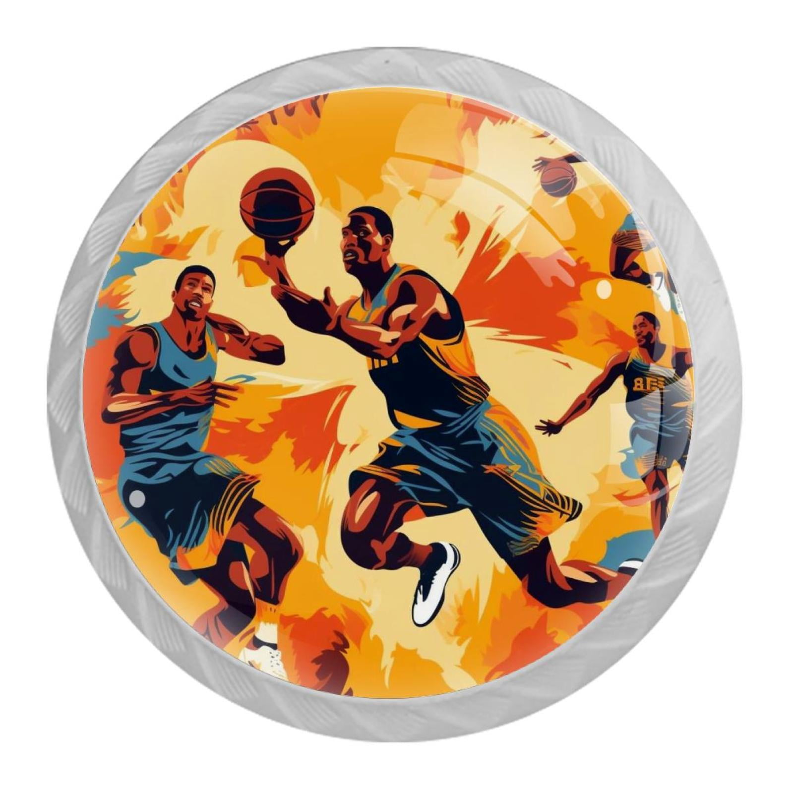 Drawer Knobs Decorative Kitchen Knob Set of 4, Play Basketball Painted ...