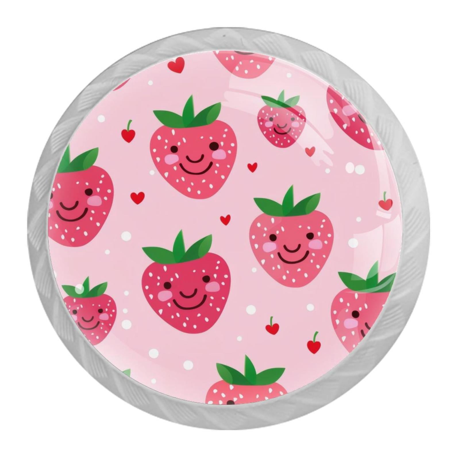 Drawer Knobs Decorative Kitchen Knob Set of 4, Strawberry Pink Cute ...