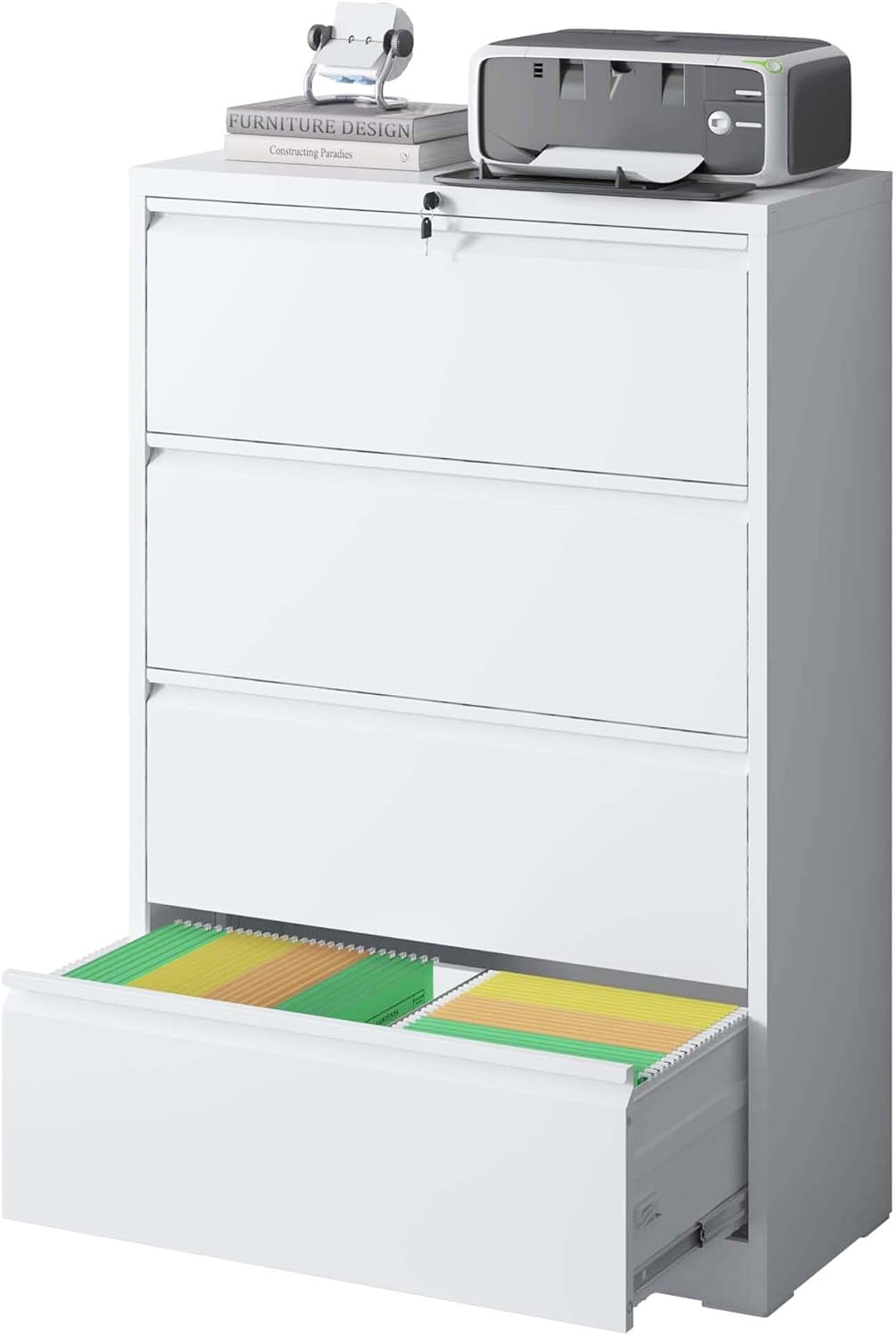 Drawer Lateral File Cabinet with Lock for Home Office Metal Filing ...